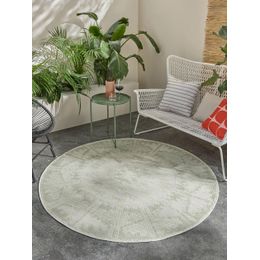 benuta Nest Bronco Mint ø 160 cm rund - Moderner Kurzflor-Teppich für Wohnzimmer