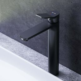 AM.PM Waschtischarmatur Hoch Schwarz Wasserhahn Bad Waschbecken Armatur Einhebelmischer Badarmatur Mischbatterie für Badezimmer Aufsatzwaschbecken