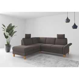 Home Affaire Ecksofa &raquo;Rochelle, L-Form&laquo; wahlweise mit Armteilverstellung, Bettfunktion und Bettkasten grau 100% Polyester
