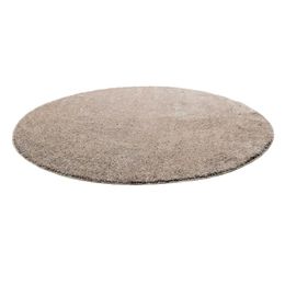 HOMIE LIVING Teppich »Flavio« rund 30 mm Höhe Hochflor, gewebt, weich, uni, Wohnzimmer, Schlafzimmer, waschbar sand beige Obermaterial: 100%...