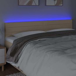 vidaXL LED Kopfteil Creme 200x5x78/88 cm Stoff