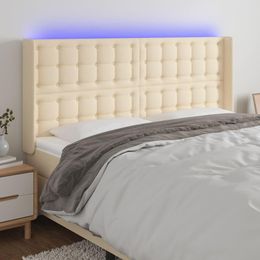 vidaXL LED Kopfteil Creme 183x16x118/128 cm Stoff