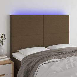 vidaXL LED Kopfteil Dunkelbraun 144x5x118/128 cm Stoff