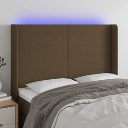 vidaXL LED Kopfteil Dunkelbraun 147x16x118/128 cm Stoff