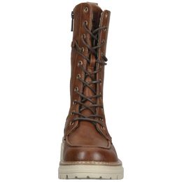 Mustang Shoes Schnürstiefel »Stiefel Lederimitat/Textil« Cognac 36 36 Verschluss: Reißverschluss