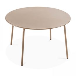 Runder Gartentisch aus Metall Taupe - Oviala Palavas