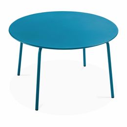 Runder Gartentisch aus Metall Pazifisch blau - Oviala Palavas