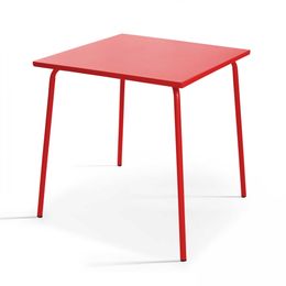 Quadratischer Gartentisch aus Metall Rot - Oviala Palavas