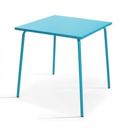 Quadratischer Gartentisch aus Metall Blau - Oviala Palavas