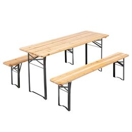 Set aus Tisch und Bänken aus Holz Braun - Oviala Munich