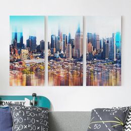 Bilderwelten 3-teiliges Leinwandbild - Querformat Manhattan Skyline Urban Stretch