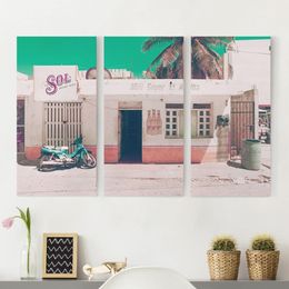 Bilderwelten 3-teiliges Leinwandbild - Querformat Mini Supermarkt Vintage