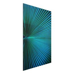 Alu Dibond Outdoor Bild - Tropische Pflanzen Palmenblatt in T&uuml;rkis II - Natur t&uuml;rkis Tropisch wetterfest Palme Wohnzimmer Schlafzimmer