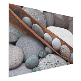 Bilderwelten Alu Dibond Outdoor Bild Spirituell grau Motiv Steinoptik - Stillleben mit grauen Steinen - Beton Wohnzimmer Schlafzimmer