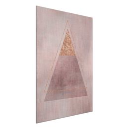 Bilderwelten Alu Dibond Outdoor Bild originell rosa Abstrakt wetterfest - Geometrie in Rosa und Gold II - Deko Wohnzimmer Schlafzimmer