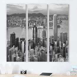 Bilderwelten 3-teiliges Leinwandbild - Quadrat Skyline Nostalgia