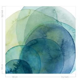 Bilderwelten Vorhang Urknall - gr&uuml;n - blickdichte Gardine Abstrakt Illustration Wohnzimmer Schlafzimmer K&uuml;che Bad Badezimmer Blau