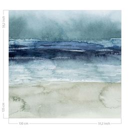 Bilderwelten Vorhang nach Ma&szlig; blickdicht Verdunkelung Natur maritim blau - Mariner Nebel I - Landschaft Wohnzimmer Schlafzimmer