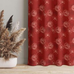 Bilderwelten Vorhang Pfingstrosen und Mohn - Rot - blickdichte Gardine Muster Blumen Floral Wohnzimmer Schlafzimmer Küche Bad Badezimmer Rot