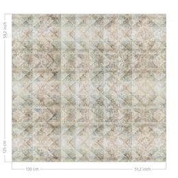 Bilderwelten Vorhang nach Ma&szlig; blickdicht Verdunkelung Vintage Fliesenoptik beige - Fliesen mit Vintage Ornamenten - Ornamente Wohnzimmer Schlafzimmer