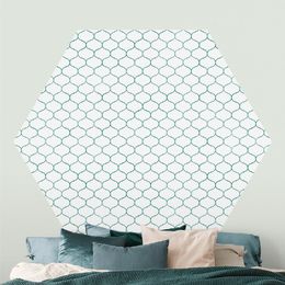 Bilderwelten Hexagon Tapete Vliestapete Orientalisch Aquarell gold - Marokkanisches Aquarell Linienmuster - Geometrisch Wohnzimmer Schlafzimmer