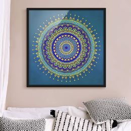 Bilderwelten Bild mit Rahmen Mandala Blau Gold