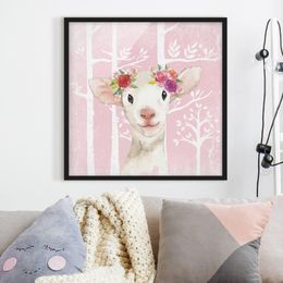 Bilderwelten Bild mit Rahmen Aquarell Schaf Rosa