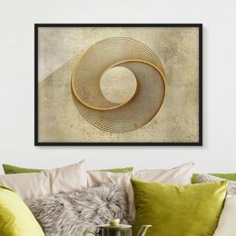 Bilderwelten Bild mit Rahmen Line Art Kreisspirale Gold