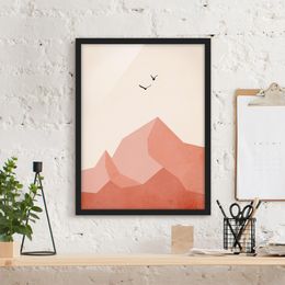 Bilderwelten Bild mit Rahmen Zugspitze in Rosa F&auml;rbung