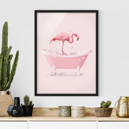 Bilderwelten Bild mit Rahmen Badewannen Flamingo