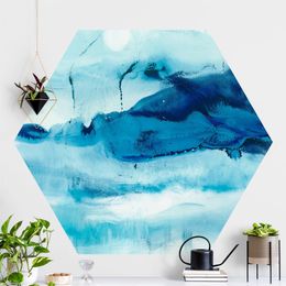 Hexagon Fototapete selbstklebend Blaue Str&ouml;mung I