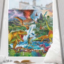 Fensterfolie Dinosaurier im Urzeitgewitter