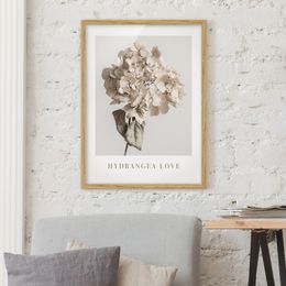 Bilderwelten Bild mit Rahmen Blumen beige modern inkl. Rahmung - Hydrangea Love - Deko Wohnzimmer Schlafzimmer