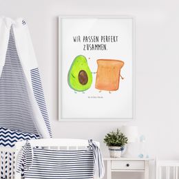 Bilderwelten Bild mit Rahmen Tiere gr&uuml;n Abstrakt Aquarell - Mr. & Mrs. Panda - Avocado - Perfektes Toast - Spr&uuml;che Kinderzimmer Baby M&auml;dchen Jungen