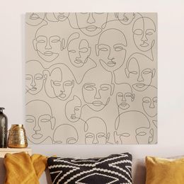 Bilderwelten Leinwandbild Portrait modern Kunstdruck beige - Line Art - Beauty Portraits in Beige - Wandbild XXL Wohnzimmer Schlafzimmer