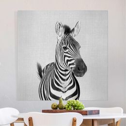 Bilderwelten Leinwandbild Tiere Motiv Kunstdruck schwarz weiss - Zebra Zilla Schwarz Wei&szlig; - Zebra XXL Kinderzimmer Baby M&auml;dchen Jungen