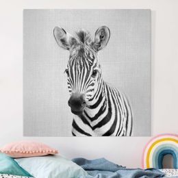 Bilderwelten Leinwandbild Tiere Motiv Kunstdruck schwarz weiss - Baby Zebra Zoey Schwarz Wei&szlig; - Zebra XXL Kinderzimmer Baby M&auml;dchen Jungen