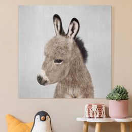 Bilderwelten Leinwandbild Tiere Motiv Kunstdruck schwarz weiss - Esel Ernesto - Wandbild XXL Kinderzimmer Baby M&auml;dchen Jungen
