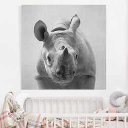 Bilderwelten Leinwandbild Baby Nashorn Nina Schwarz Wei&szlig;
