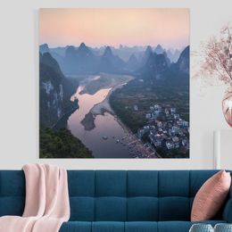 Bilderwelten Leinwandbild Stadt am Fluss