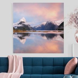 Bilderwelten Leinwandbild Berge am Wasser