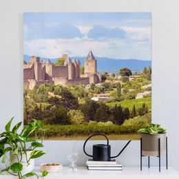 Bilderwelten Leinwandbild Natur Motiv Kunstdruck gr&uuml;n - Burg im Gr&uuml;nen - Architektur XXL Wohnzimmer Schlafzimmer