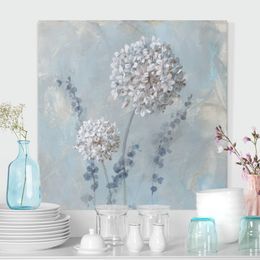 Bilderwelten Leinwandbild Blumen modern Kunstdruck blau - Luftige Bl&uuml;ten - Wandbild XXL Wohnzimmer Schlafzimmer