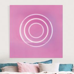 Bilderwelten Leinwandbild Neon Art Kunstdruck rosa - Neon Gamer Symbol Kreis - Wandbild XXL Jugendzimmer