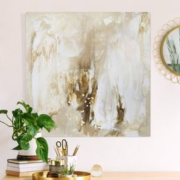 Bilderwelten Leinwandbild originell Abstrakt Kunstdruck gold - Goldener Treibsand II - Wandbild XXL Wohnzimmer Schlafzimmer