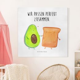 Bilderwelten Leinwandbild Tiere Abstrakt Aquarell gr&uuml;n - Mr. & Mrs. Panda - Avocado - Perfektes Toast - Spr&uuml;che XXL Kinderzimmer Baby M&auml;dchen Jungen
