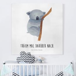 Bilderwelten Leinwandbild Tiere Abstrakt Aquarell grau - Mr. & Mrs. Panda - Koala - Tr&auml;um mal - Spr&uuml;che XXL Kinderzimmer Baby M&auml;dchen Jungen