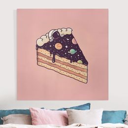 Bilderwelten Leinwandbild Kulinarisch Illustration Kunstdruck beige - Kosmischer Kuchen - Himmel XXL Jugendzimmer