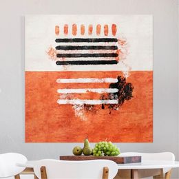 Bilderwelten Leinwandbild originell modern Kunstdruck orange - Fingerfarbe - Wandbild XXL Wohnzimmer Schlafzimmer