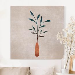 Leinwandbild Boho Bl&auml;tter in Vase I